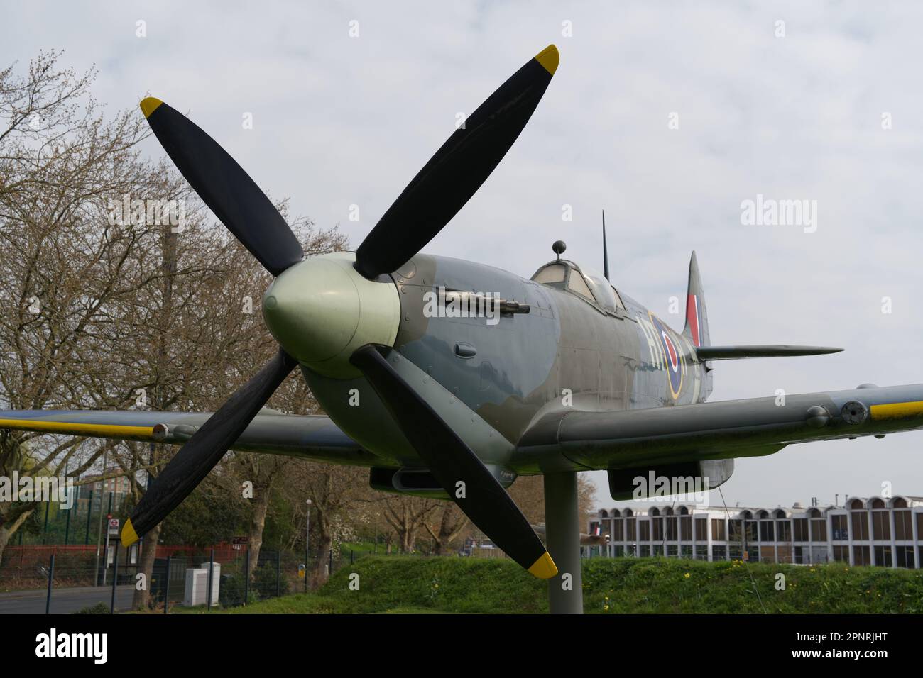 Supermarine Spitfire Mk XVI gate guardian at the RAF Museum in North ...