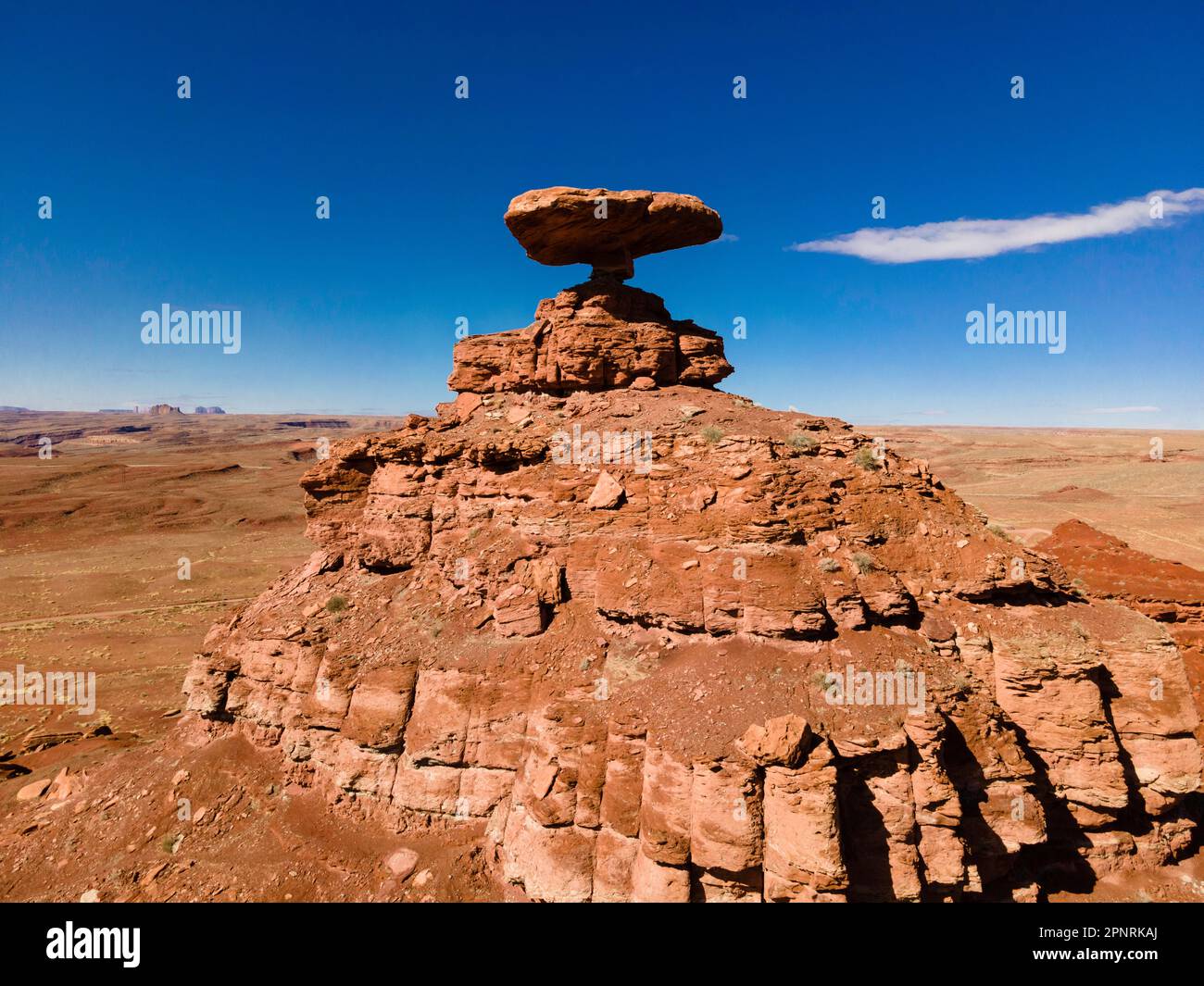 Aerial photograph of Mexican Hat rock on a beautiful, sunny morning ...
