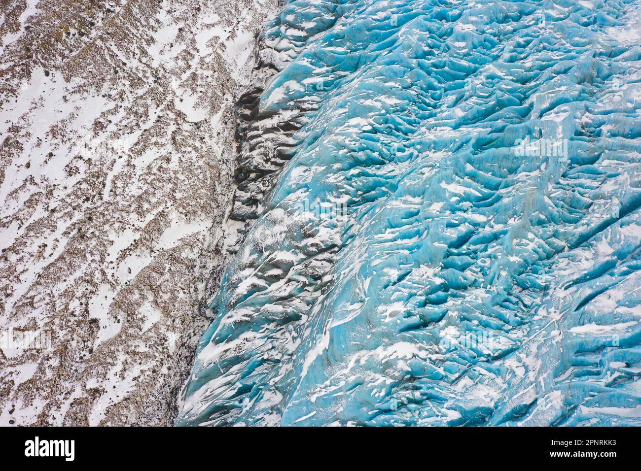 Crevasses in the glacier Falljökull / Falljoekull in winter in ...