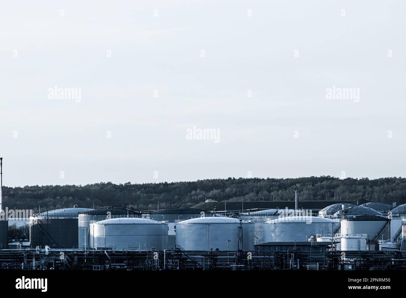 Multiple white oil storage tanks Stock Photo - Alamy