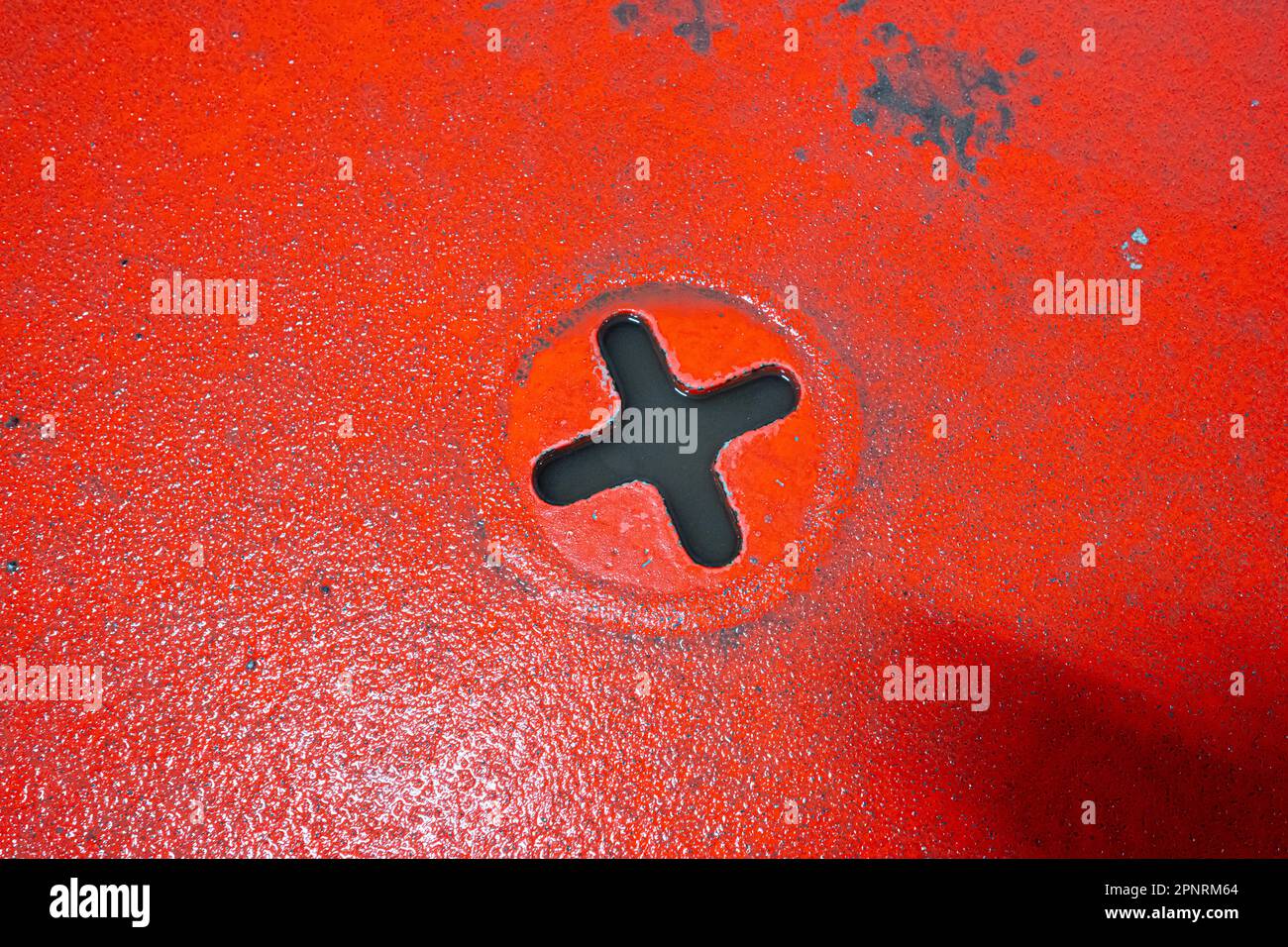 X shaped strap fastening point on a ferry deck for securing vehicles ...