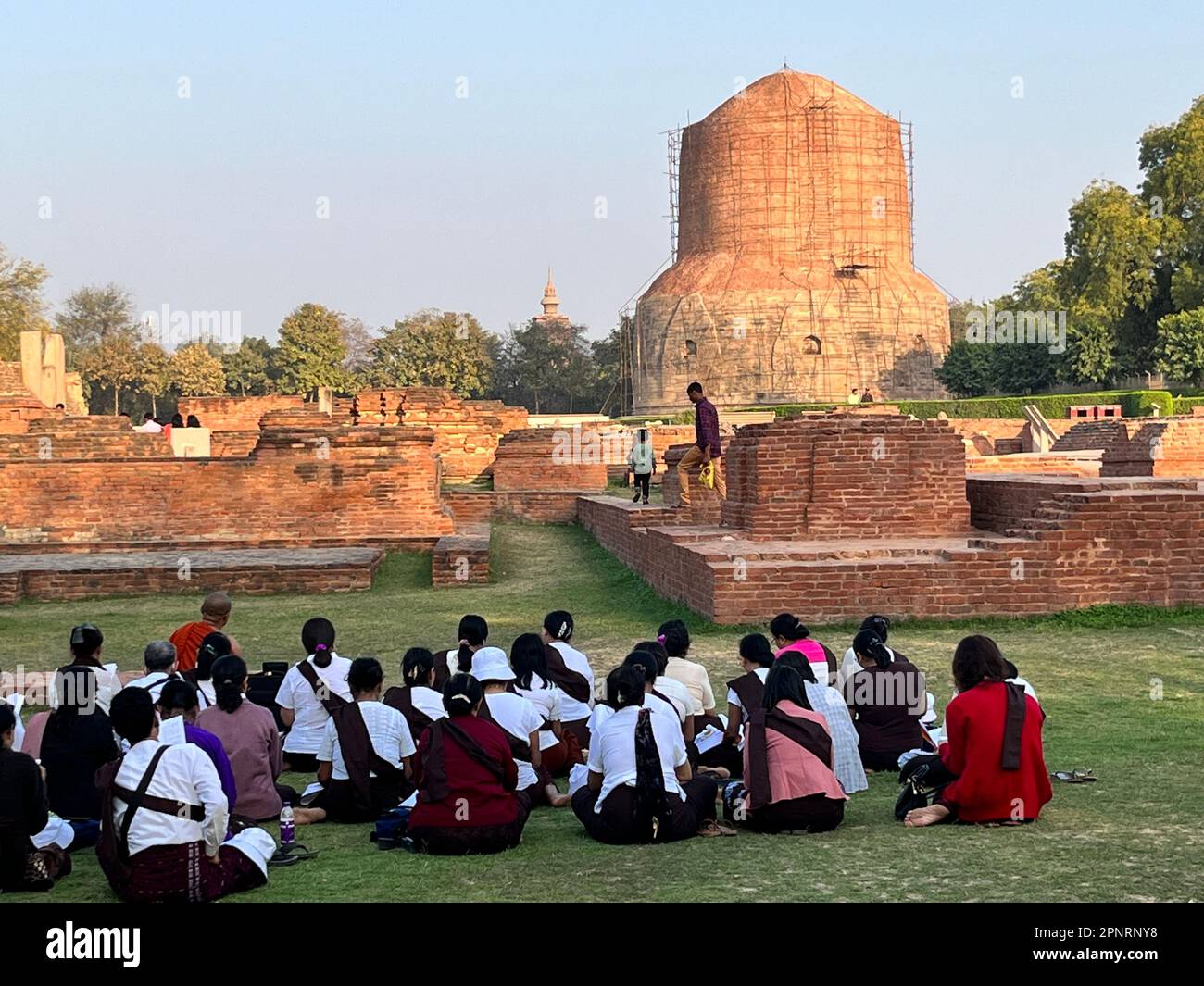 Dhamek Stupa at Sarnath in India is a place where the Buddha gave the ...