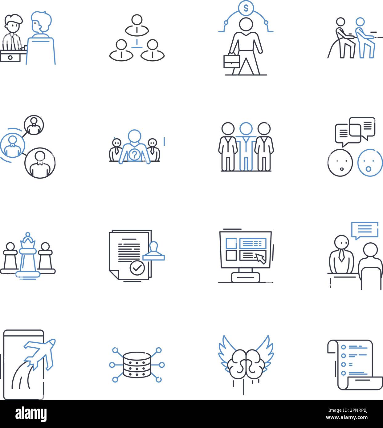 Economic organization line icons collection. Regulation, Competition ...