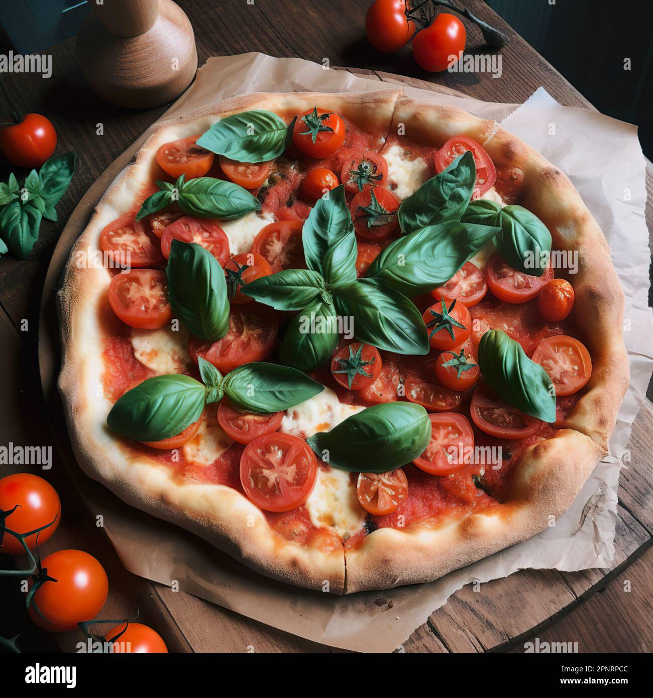 Fresh Homemade Italian Pizza Margherita with buffalo mozzarella and ...