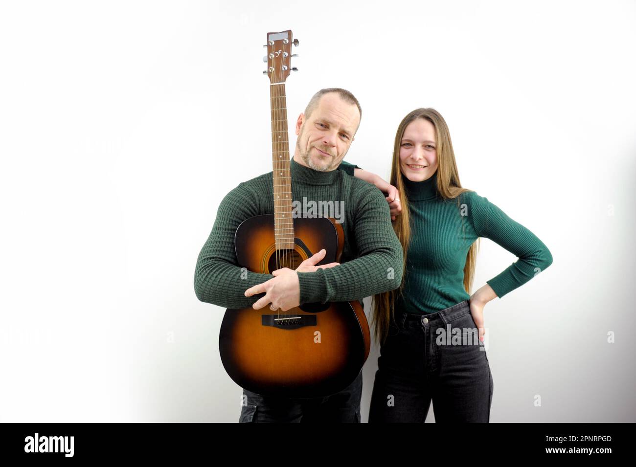 Musical artists sing and play acoustic guitar. Contemporary cover band ...