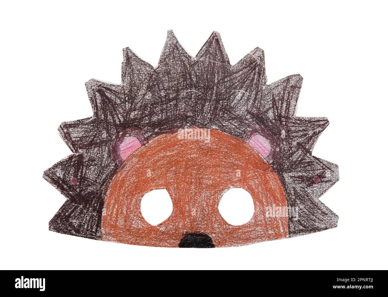 Kids hedgehog paper mask isolated on white background with clipping ...