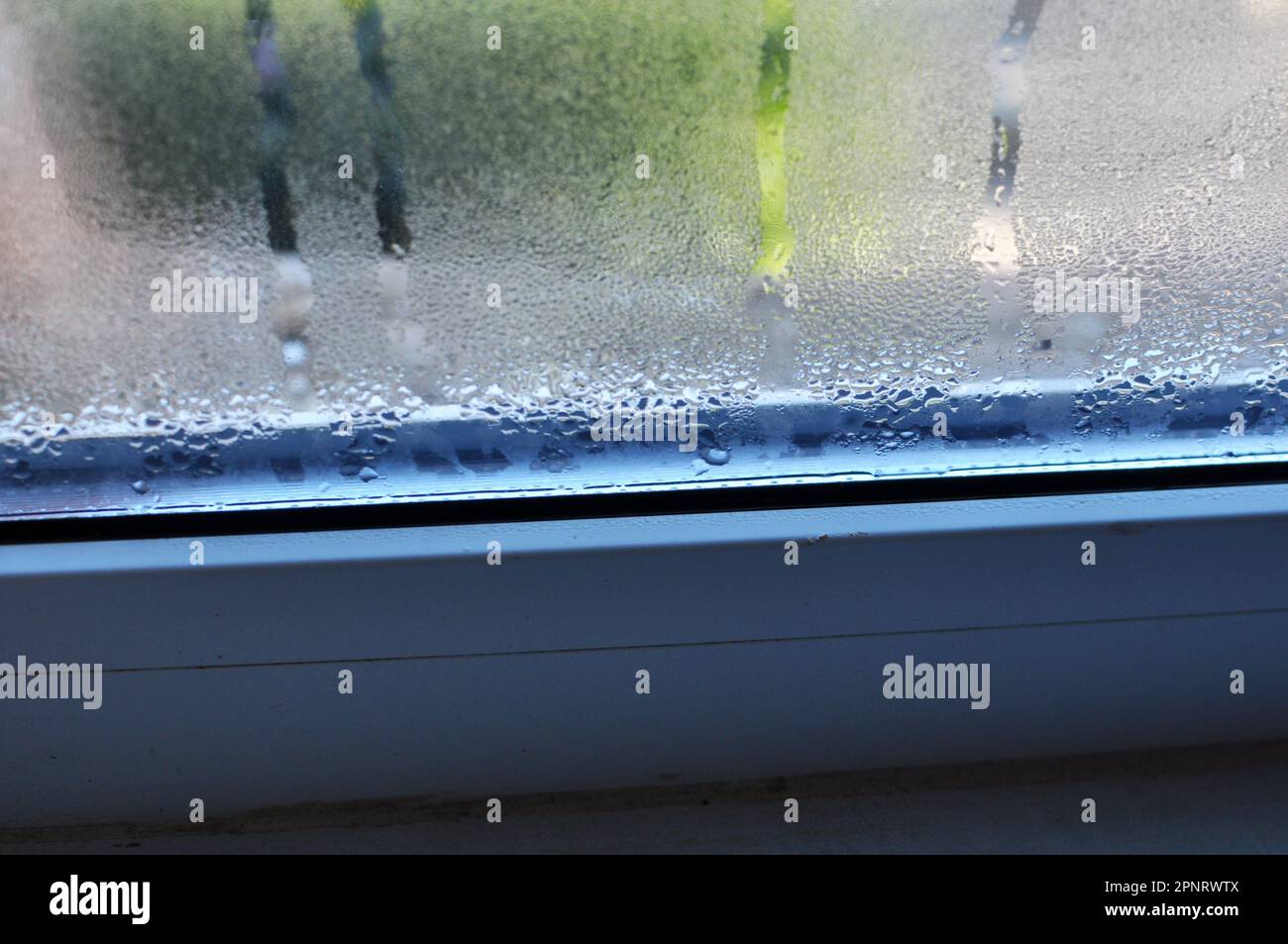 Fogging of metal plastic windows due to cooling and high humidity Stock ...