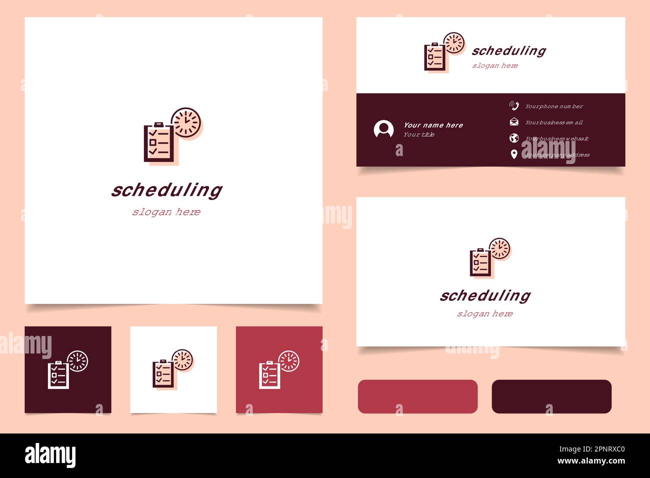 Scheduling logo design with editable slogan. Branding book and business ...