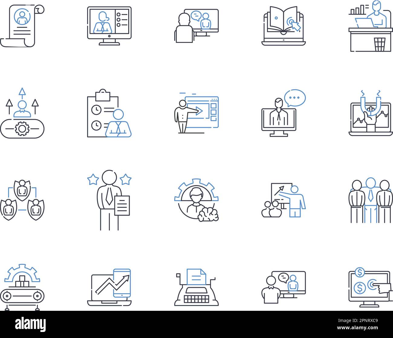 Workforce governance line icons collection. Leadership, Accountability ...