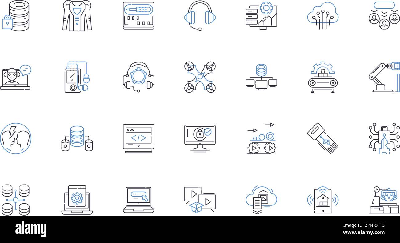 Machinery line icons collection. Automation, Assembly, Conveyor, Cutter ...