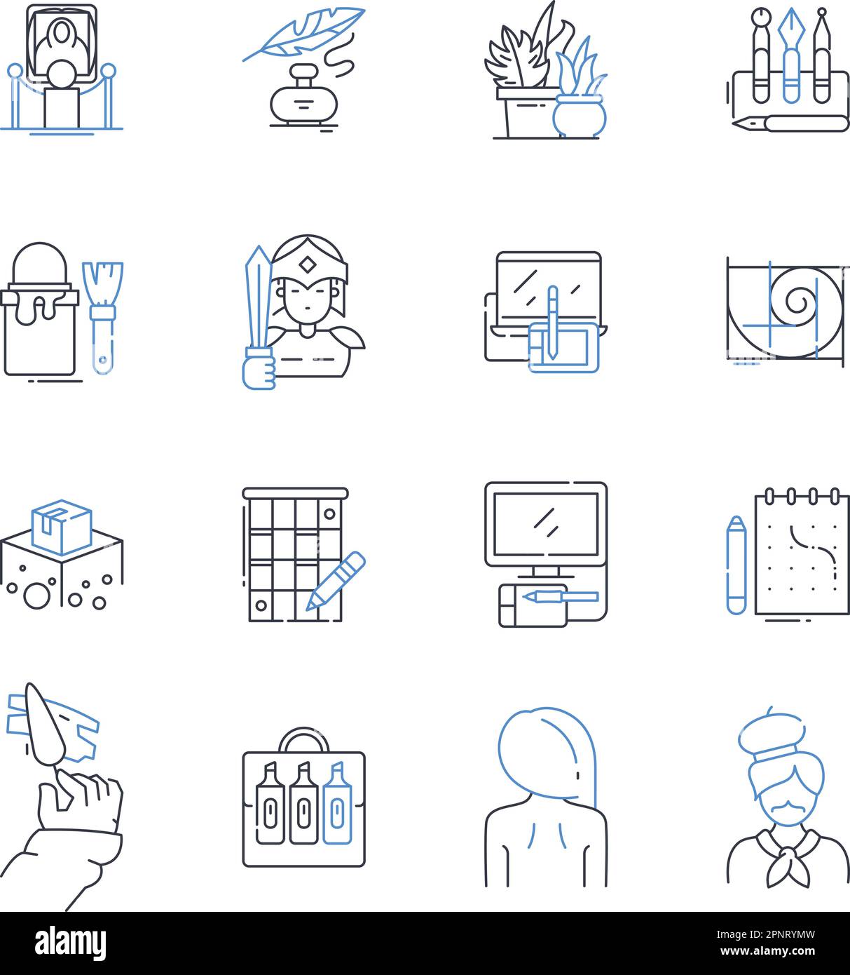 Proficient job line icons collection. Skilled, Experienced, Trained ...