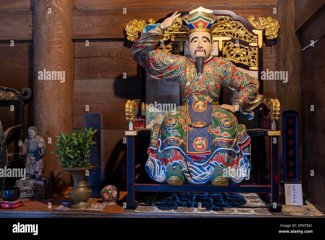 A colorful statue at Zuiryuji, a Zen Buddhist temple in Takaoka, Japan ...