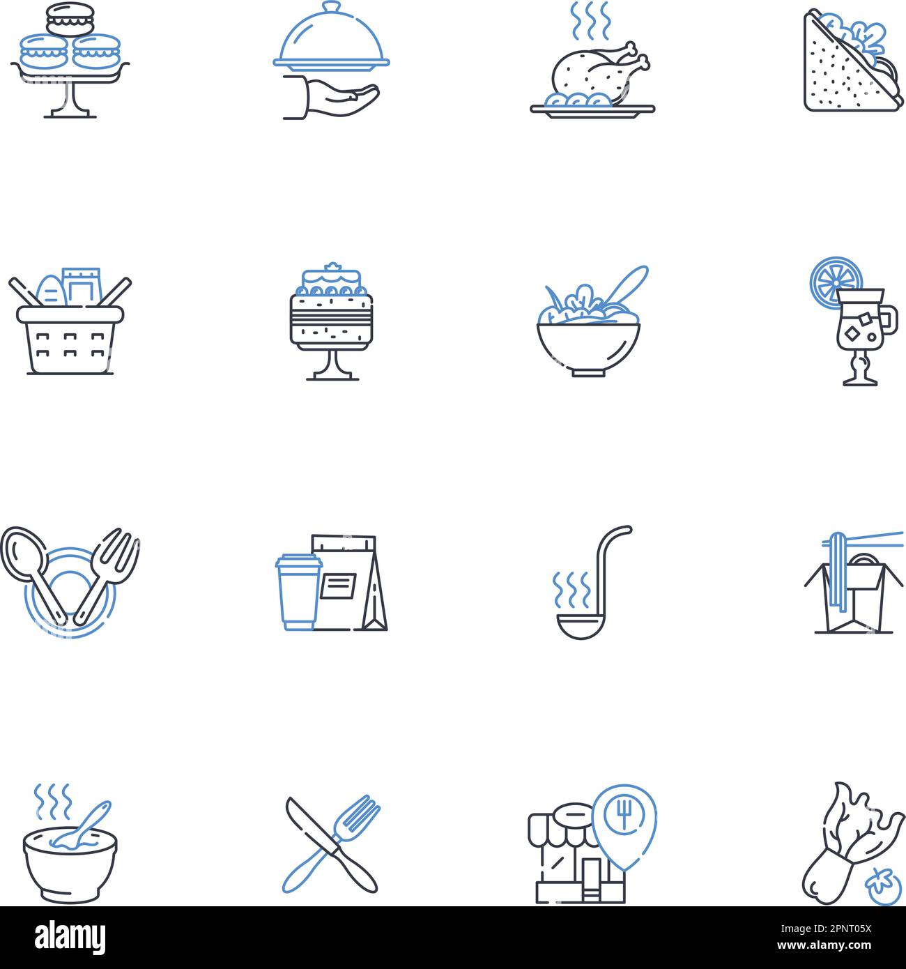Satisfying dishes line icons collection. Comforting, Delicious, Hearty ...