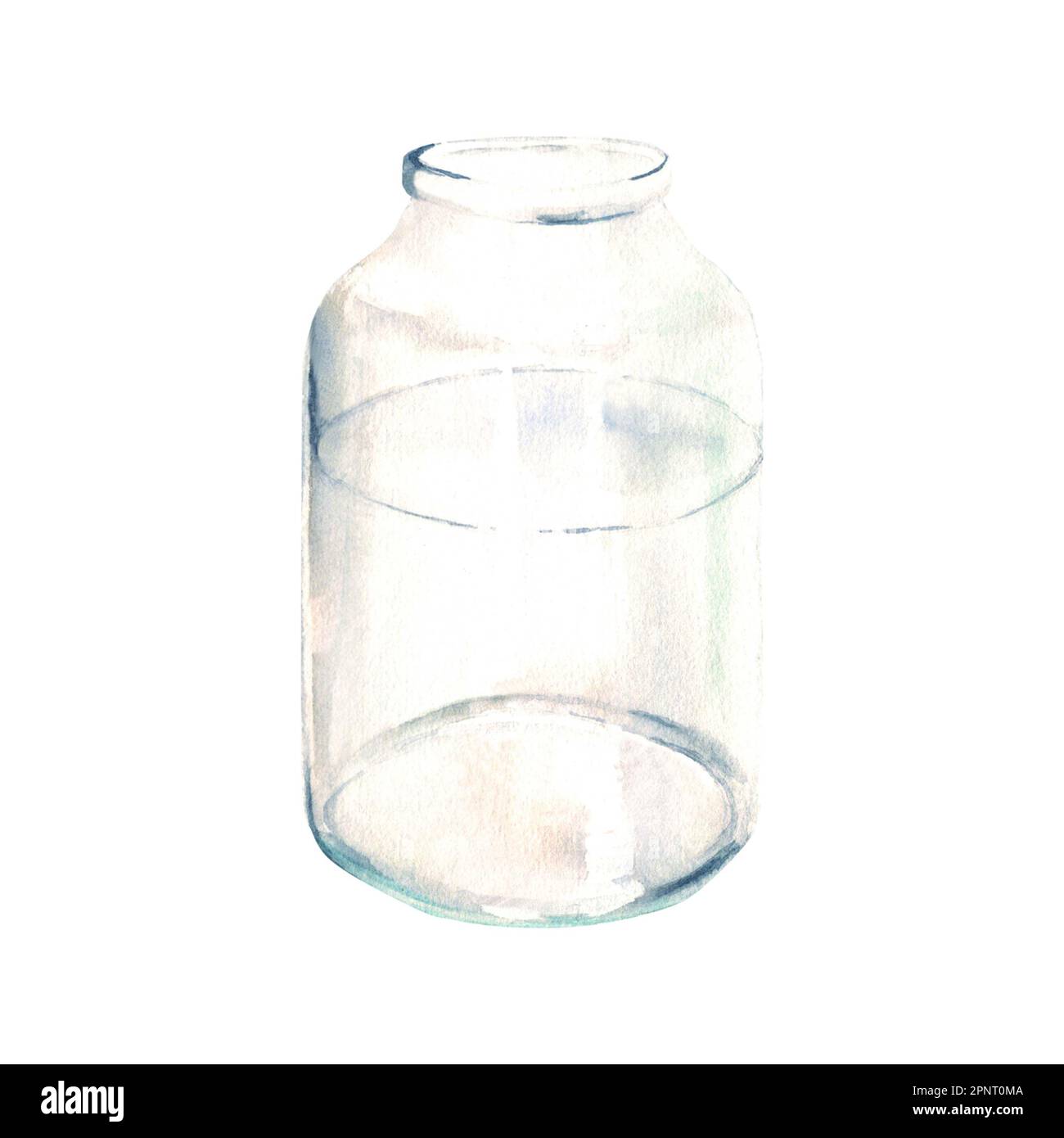 Transparent glass bottle, vase, jar. Watercolor hand drawn illustration ...