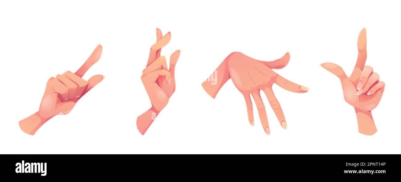 Cartoon woman hand gesture illustration set. Isolated human arm finger ...