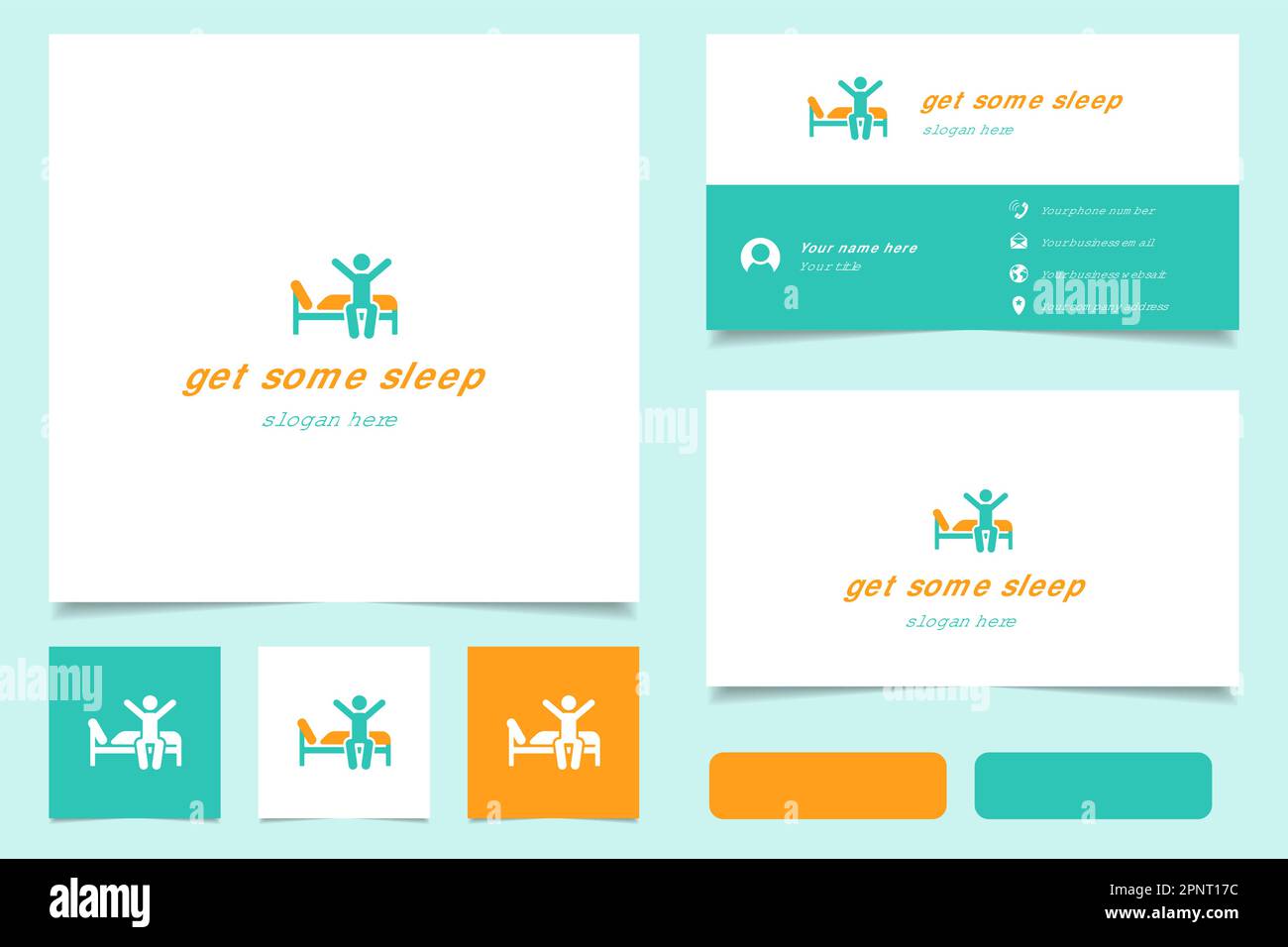 Get some sleep logo design with editable slogan. Branding book and ...