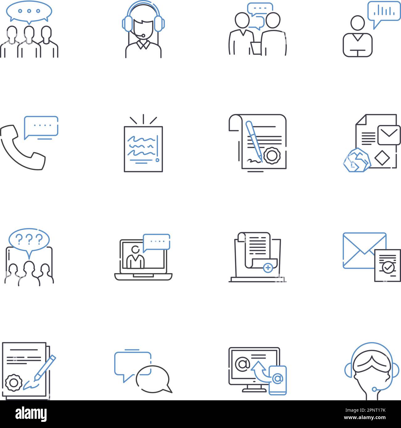 Speaking Up Line Icons Collection Assertion Expression Communication Declaration Utterance