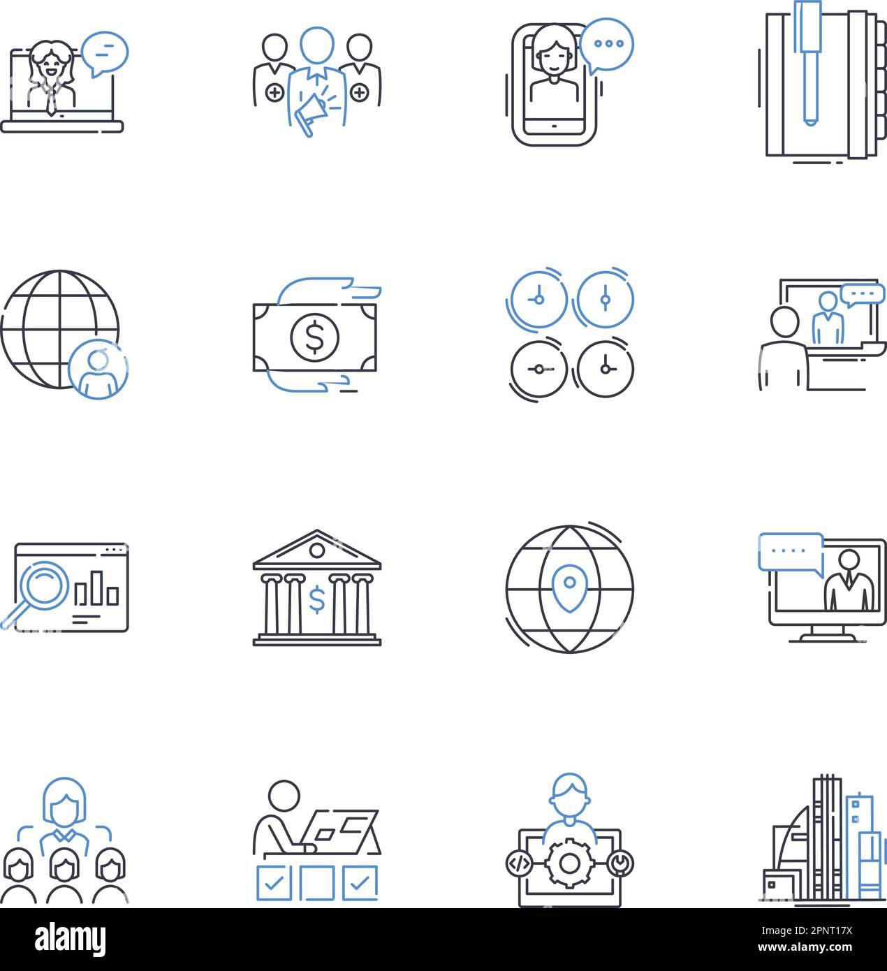 Personnel control line icons collection. Management, Supervision ...