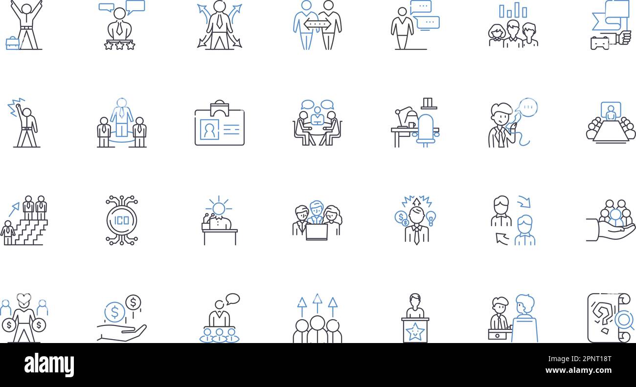 Team players line icons collection. Collaboration, Cooperation, Synergy ...