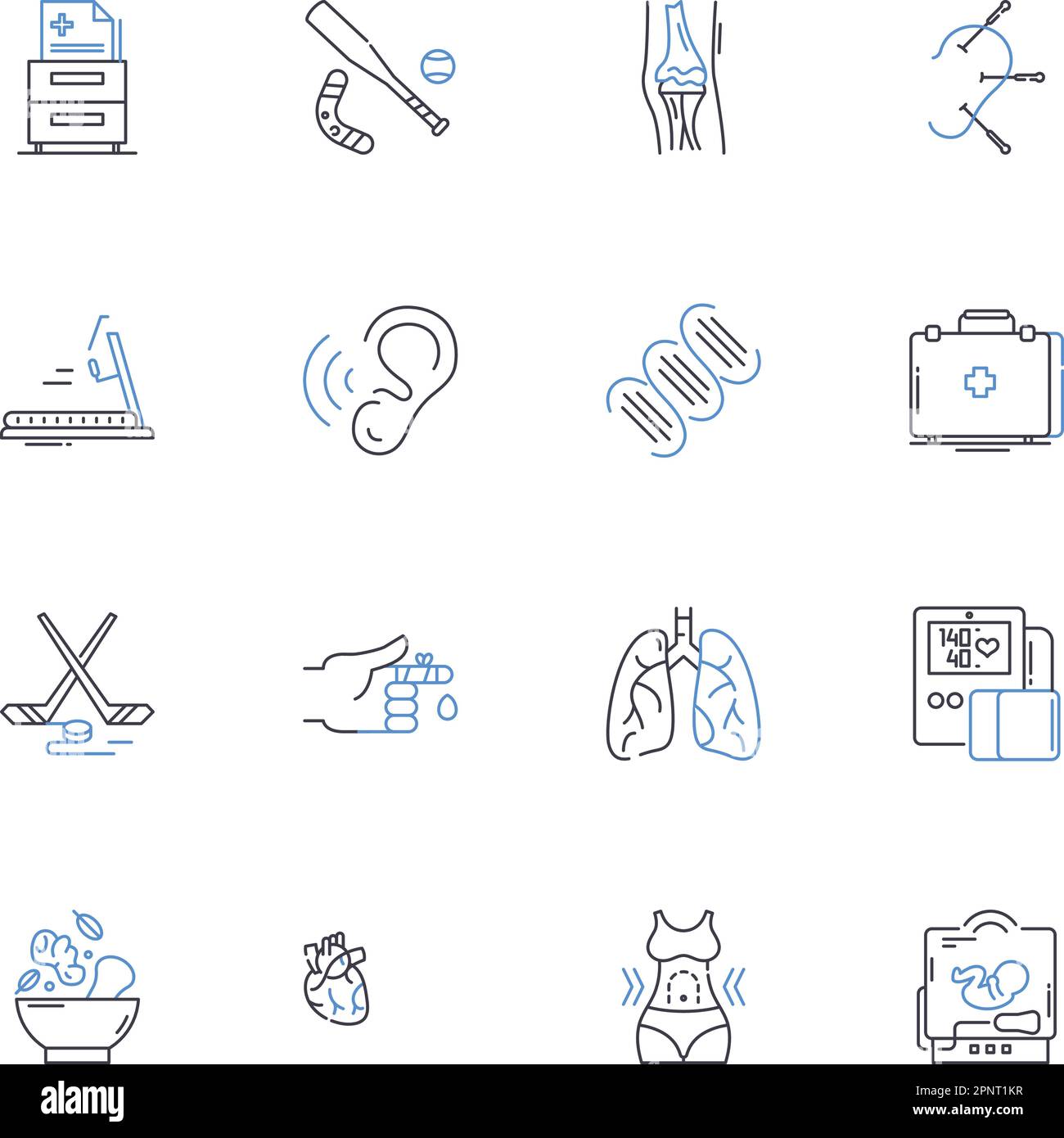 Remote patient monitoring line icons collection. Telemedicine, Virtual ...