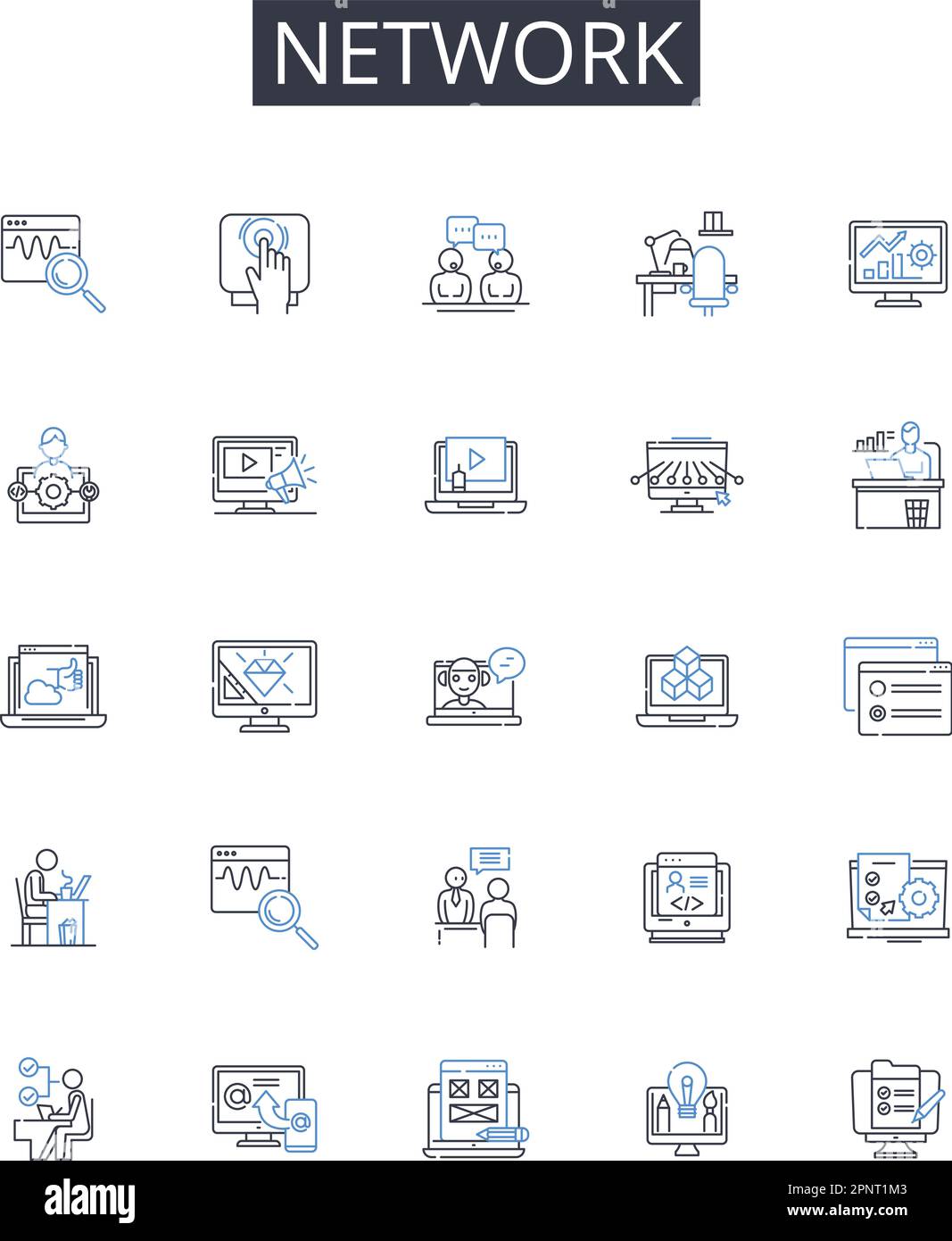 Network Line Icons Collection Alliance Partnership Connection