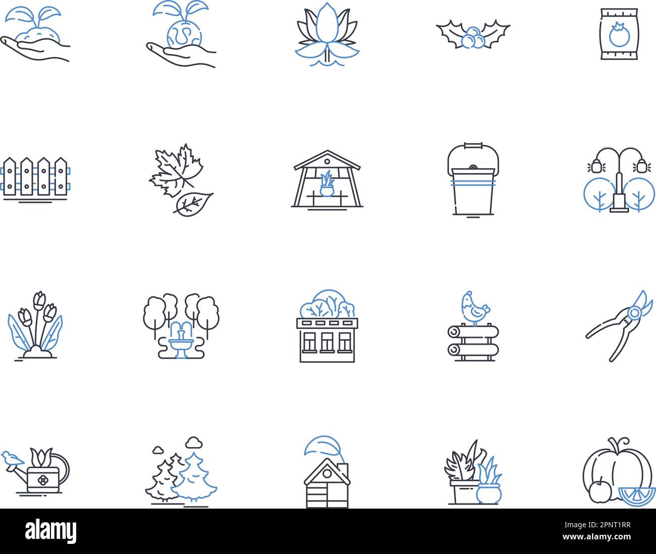 Planting line icons collection. Sowing, Cultivating, Digging ...