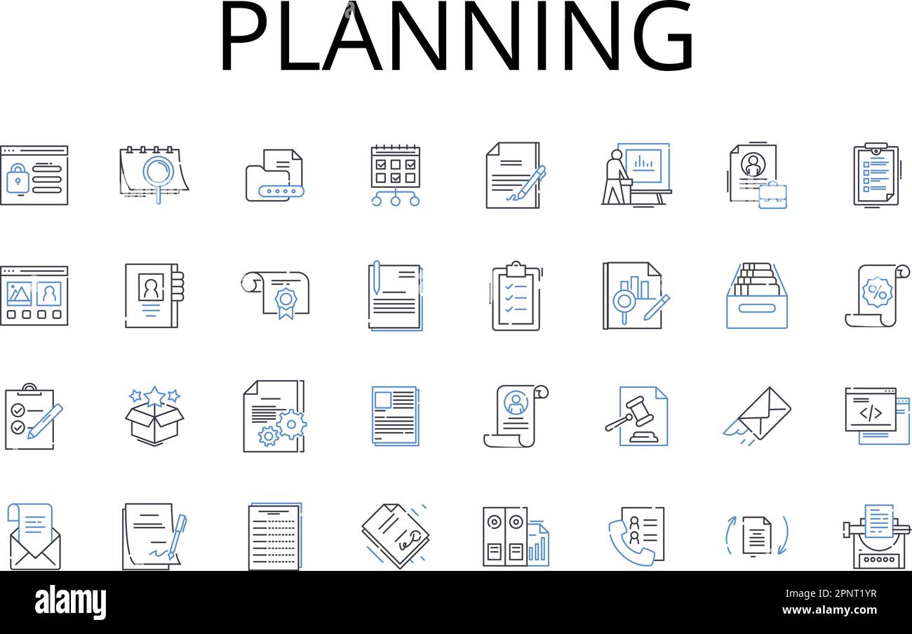 Planning line icons collection. Preparing, Organizing, Scheduling ...