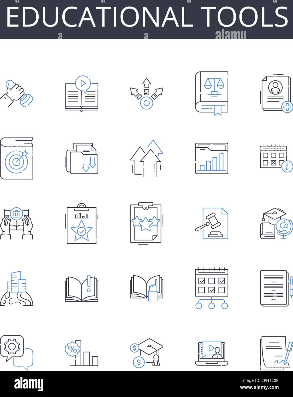 Educational Tools Line Icons Collection Algorithmic Automated