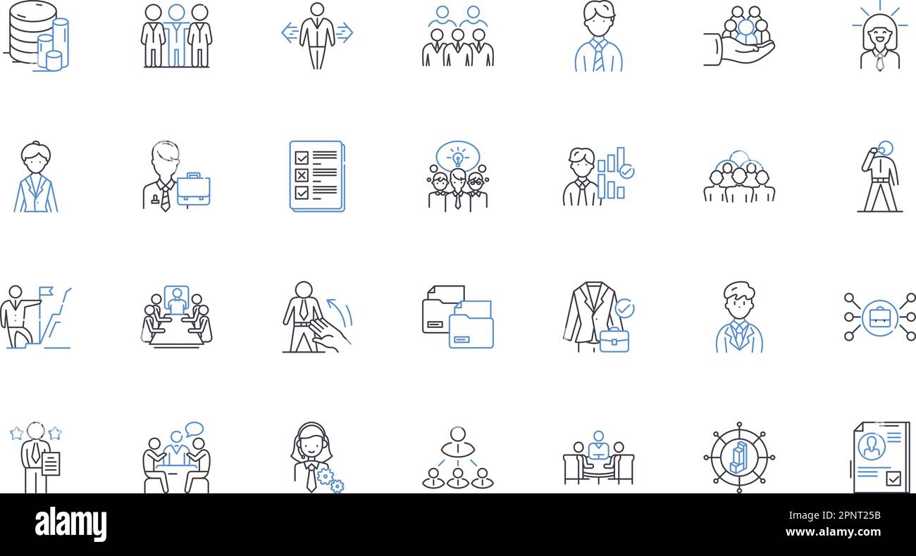 Professional acquaintances line icons collection. Colleagues, Peers ...