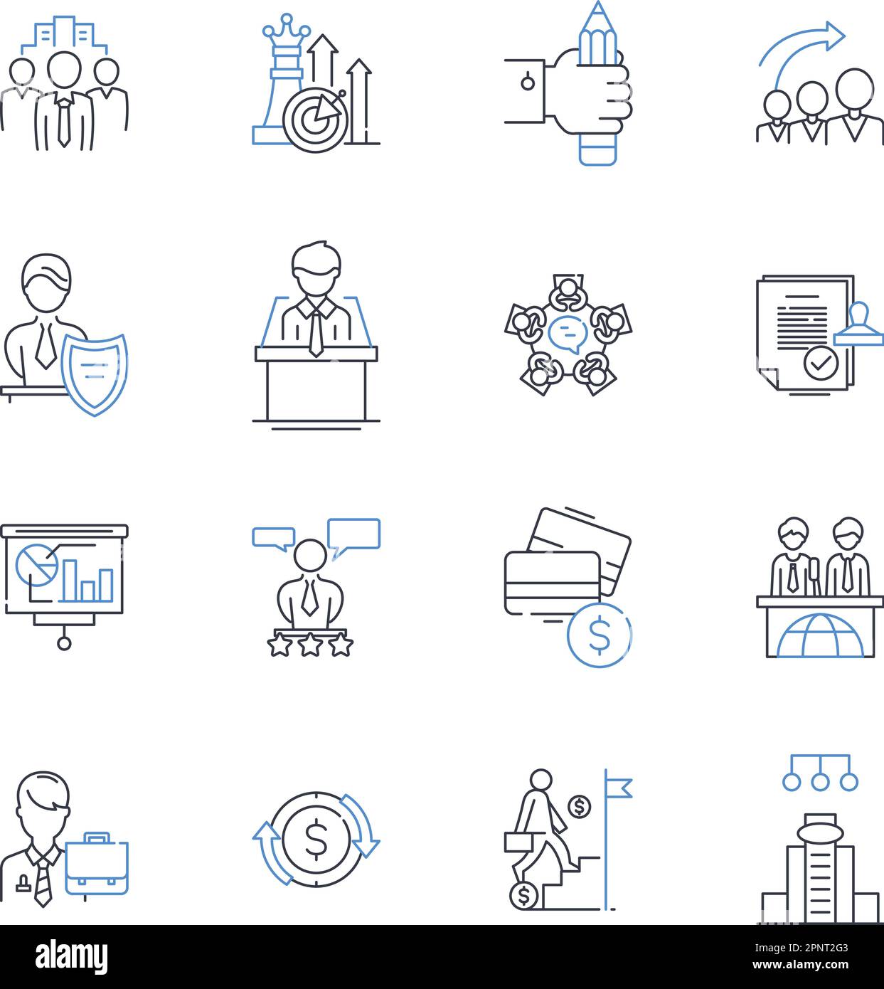 Financial management line icons collection. Budgeting, Investment, Credit, Debt, Savings ...