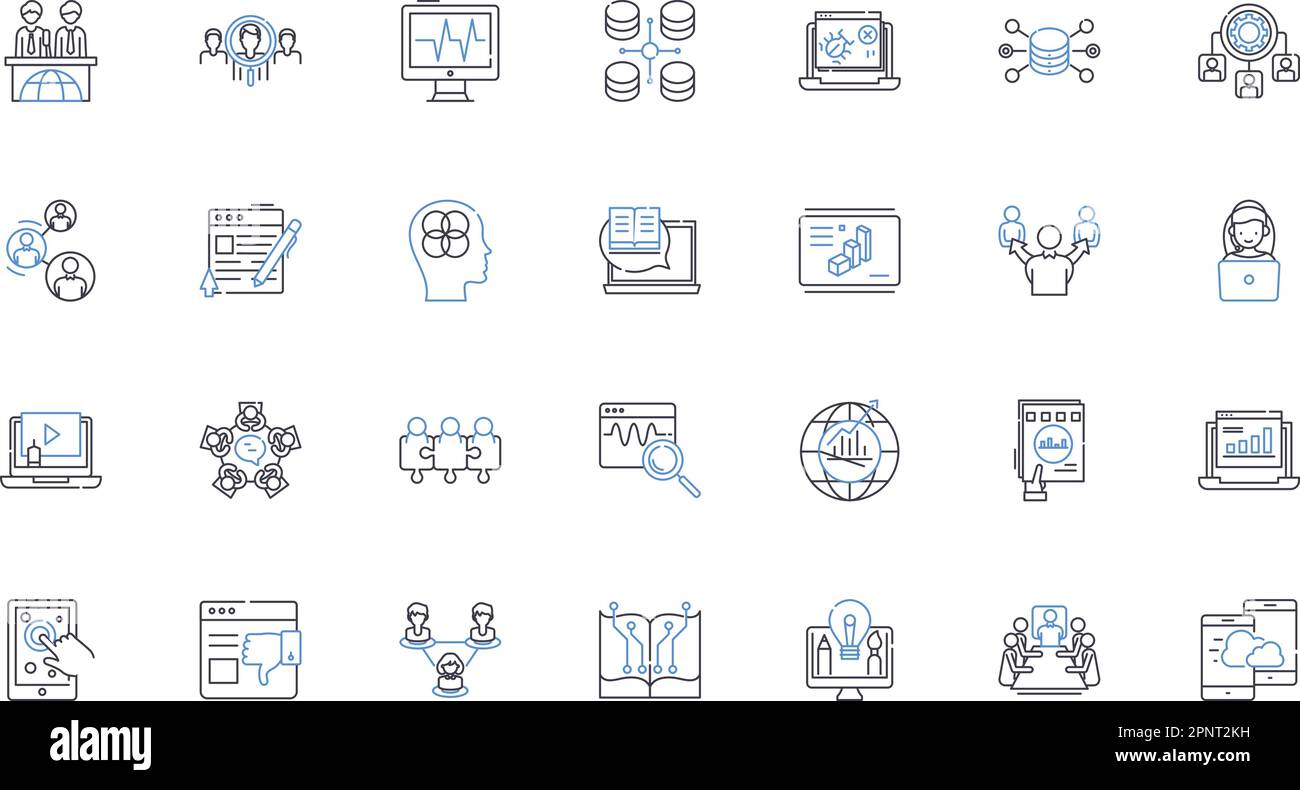 Virtual outreach line icons collection. Virtuality, Connection, Digital, Engagement, Online ...