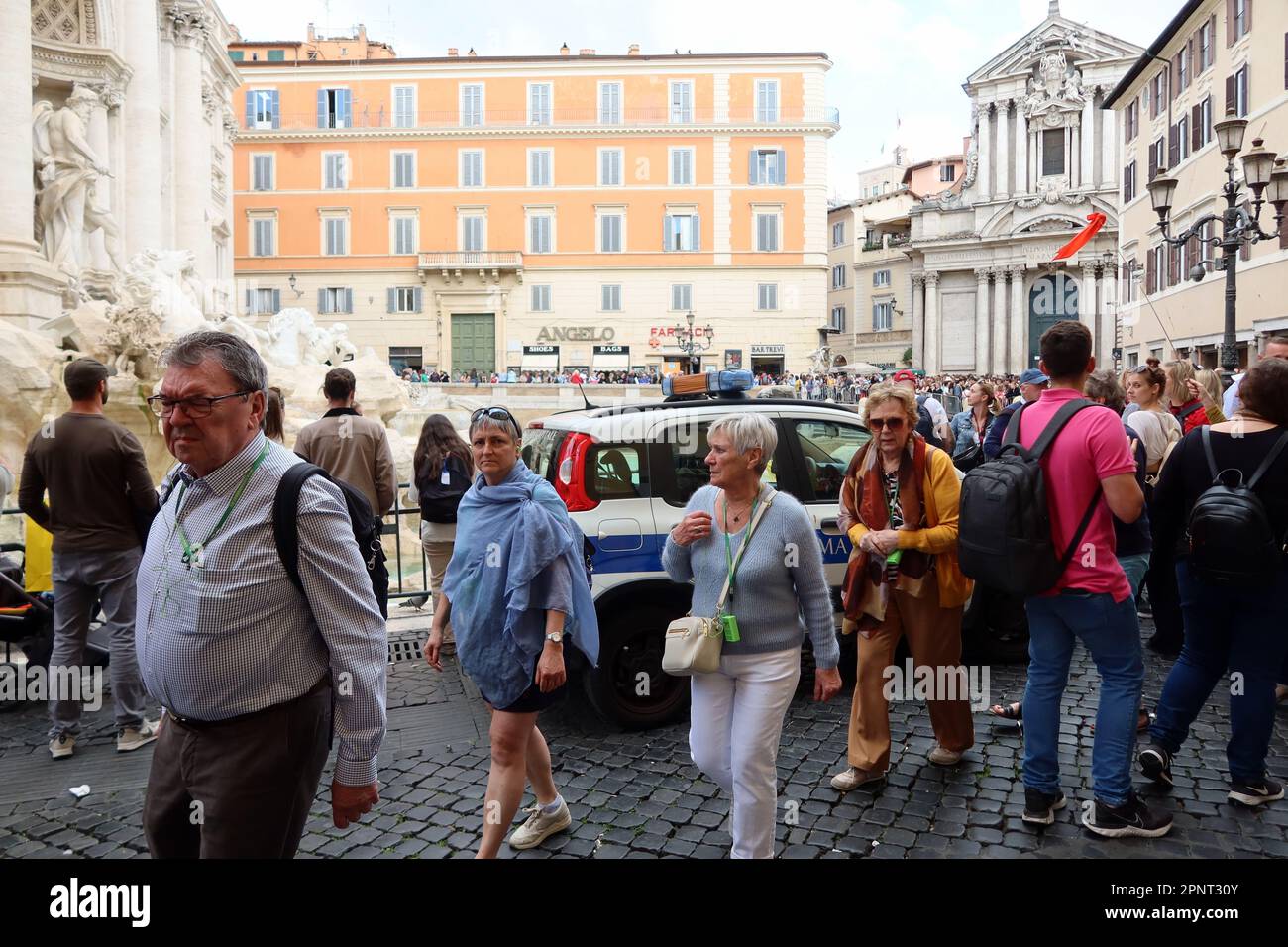 Rome, Italy. 20th Apr, 2023. Barriers and police surround Trevi ...