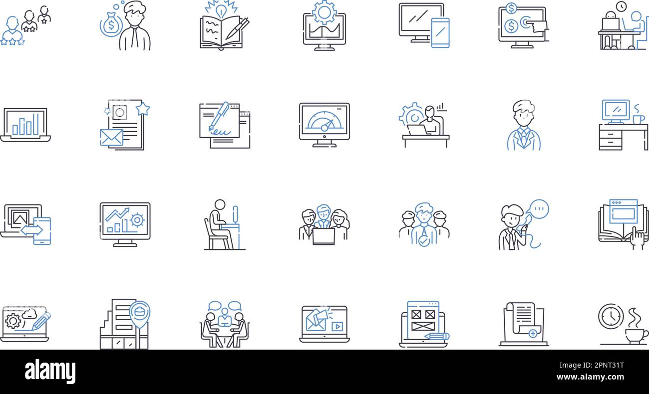 Dispersed entrepreneurship line icons collection. Decentralized, Remote ... Dispersed entrepreneurship line icons collection. Decentralized, Remote ...