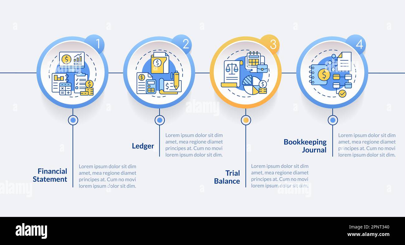 Bookkeeping elements blue circle infographic template Stock Vector ...