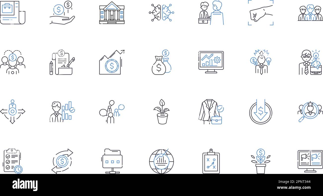 Investment Strategy line icons collection. Diversification, Risk, Allocation, Growth, Value ...