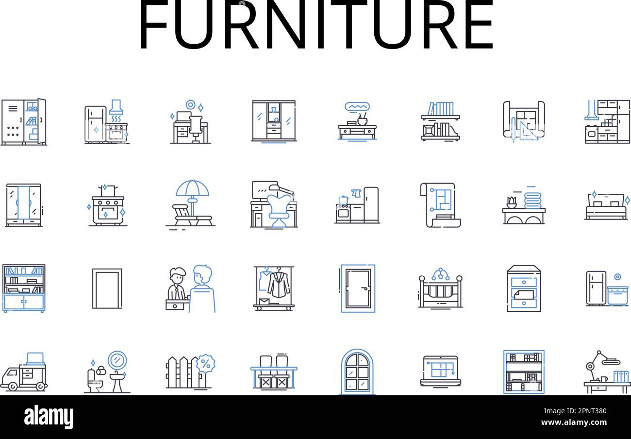 Furniture line icons collection. Chair, Table, Sofa, Cabinet ...