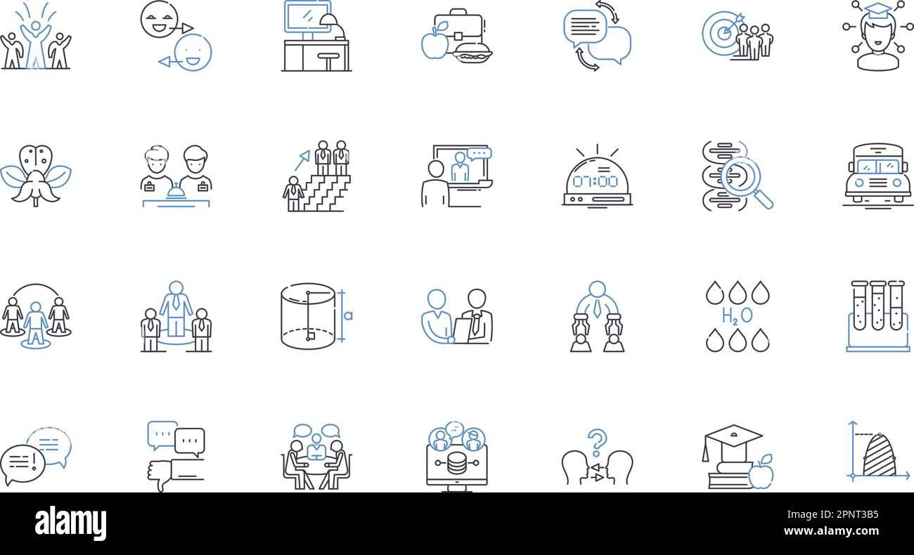 Instructing pupils line icons collection. Guidance, Direction, Teaching ...