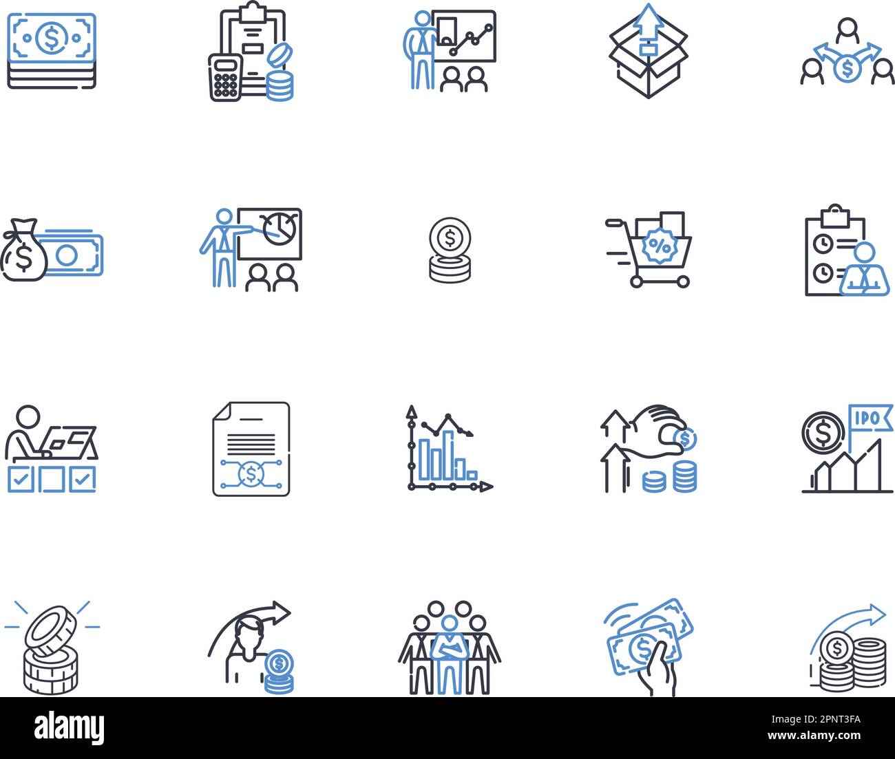 Pulling in income line icons collection. Earning, Revenue, My, Gain ...
