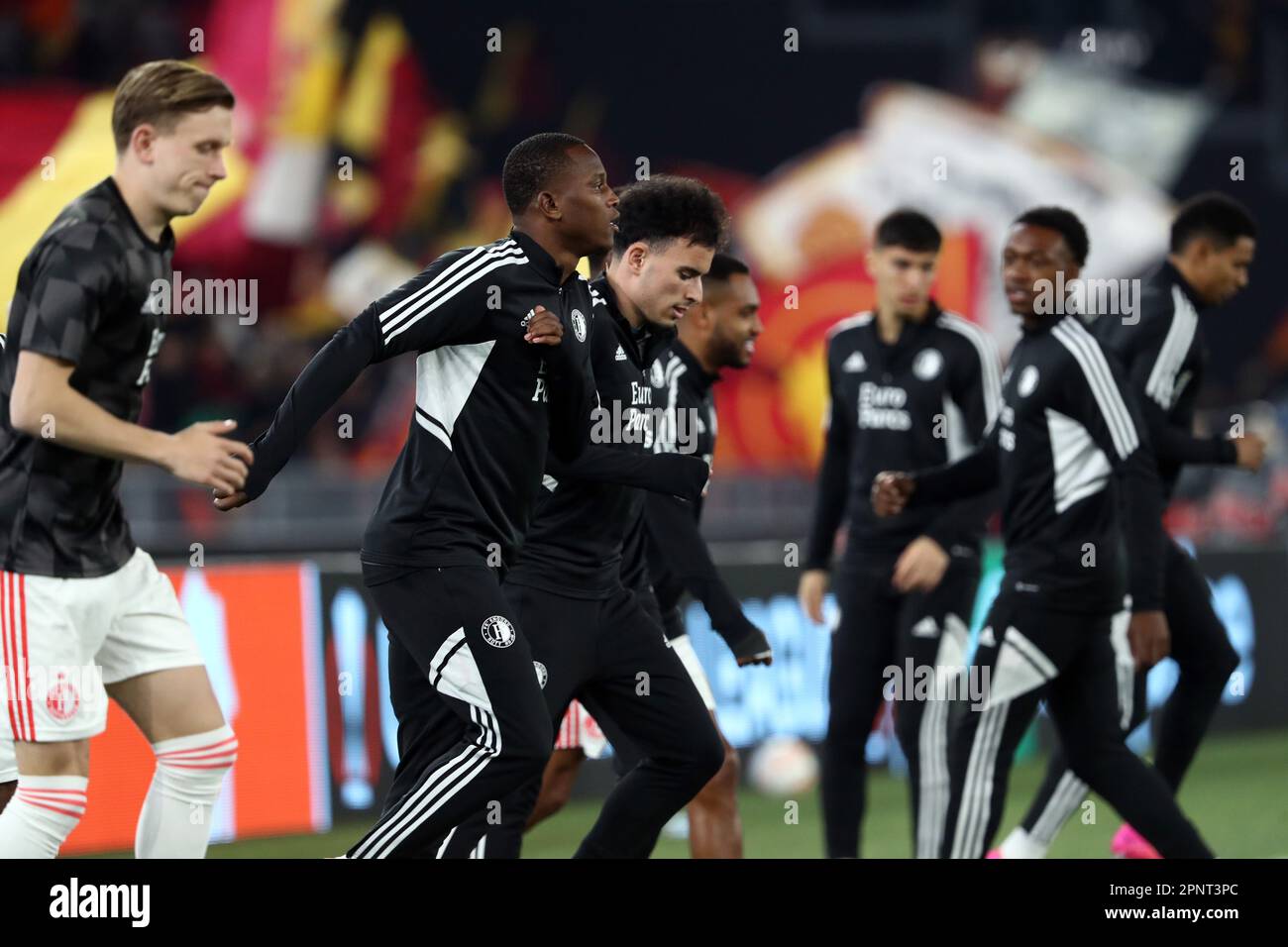 Rome, Italy. April 20, 2023. Feyenoord warm-up before the Uefa Europa ...