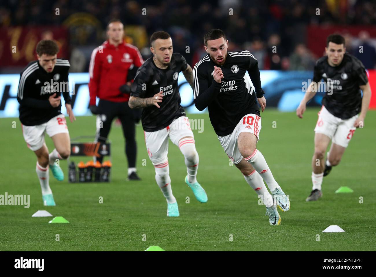 Rome, Italy. April 20, 2023. Feyenoord warm-up before the Uefa Europa ...
