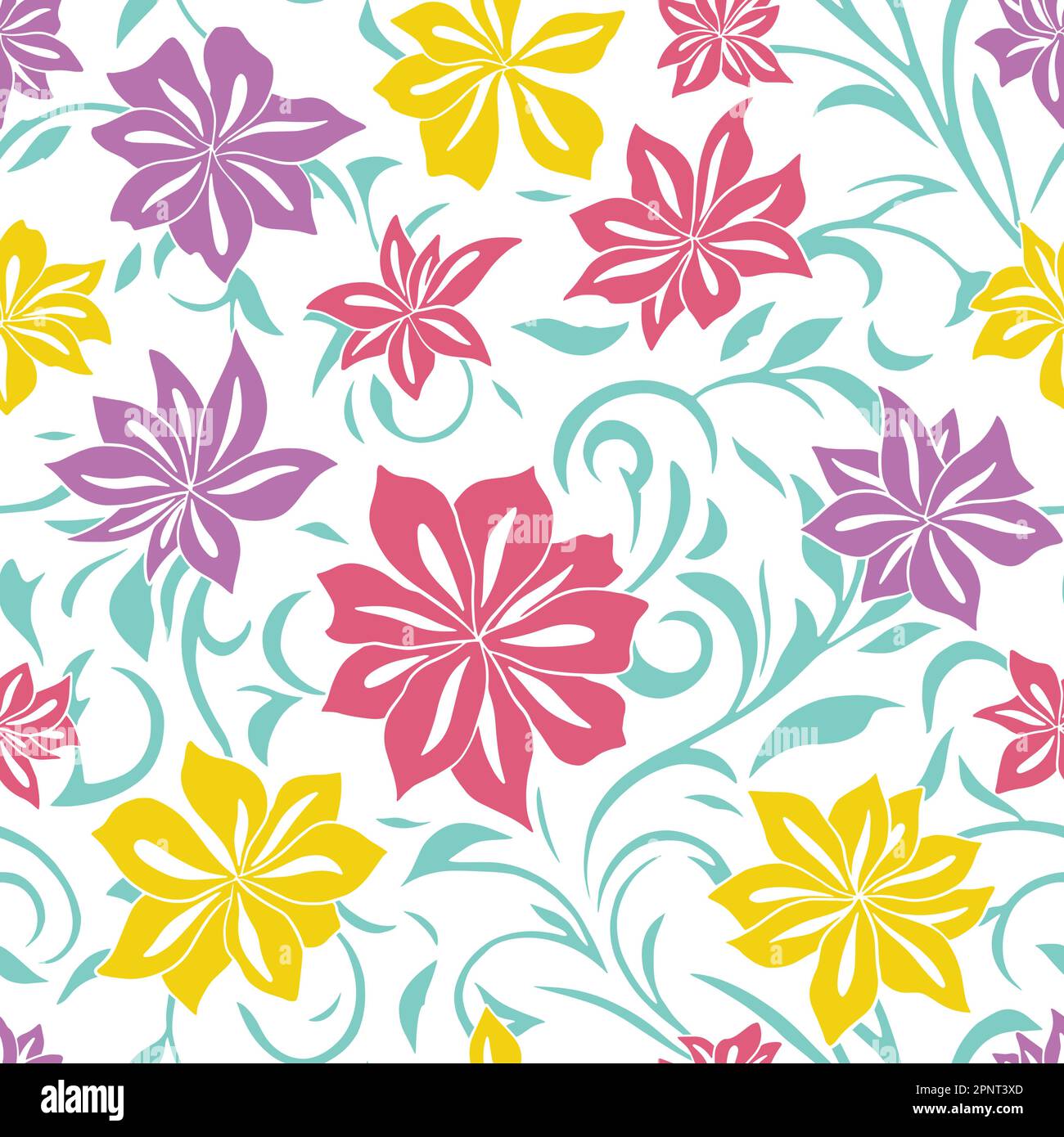 Arabesque Azalea flower seamless repeat pattern. Vector illustration ...