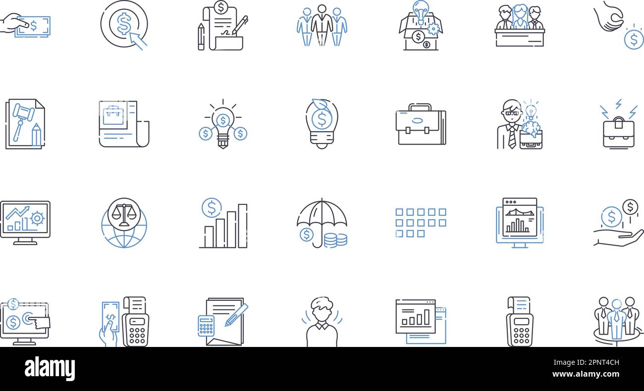 Cash Management Line Icons Collection Budgeting Saving Investing