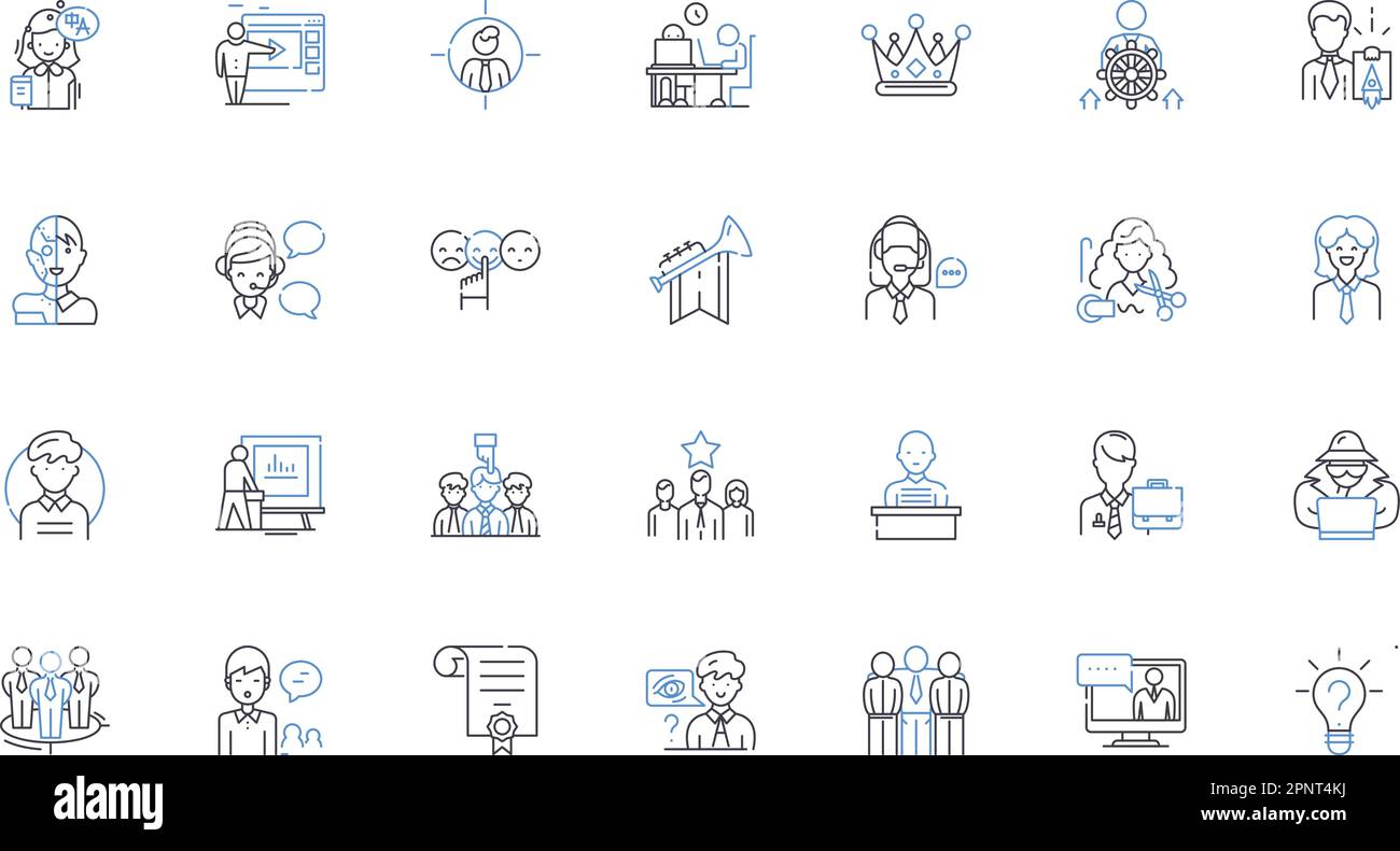 Conduct performance line icons collection. Evaluation, Competency, Assessment, Productivity ...