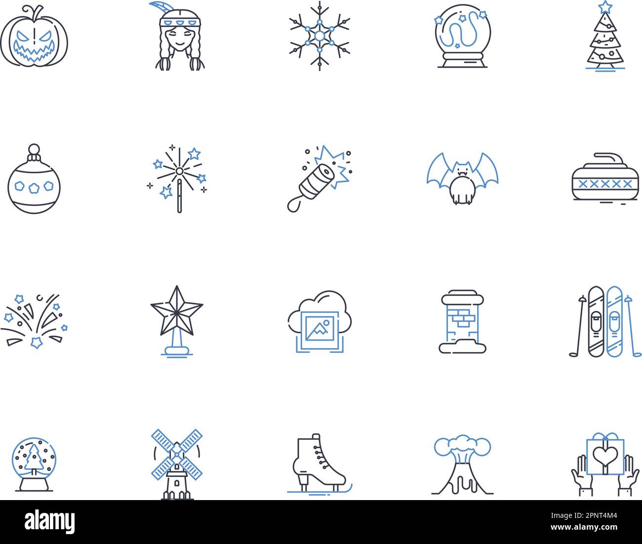Blizzard line icons collection. Snow, Winter, Freeze, Chill, Storm ...
