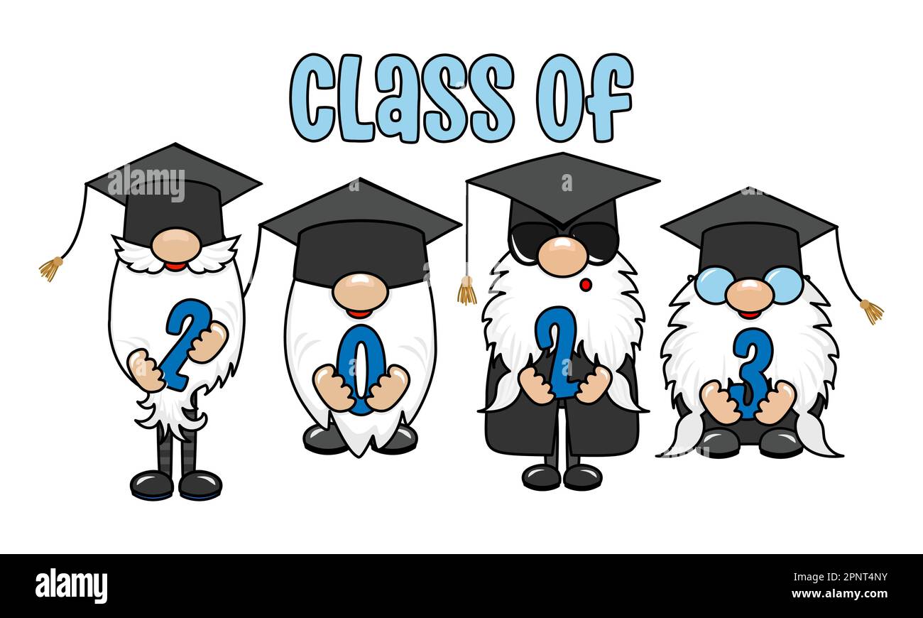 Class of 2023 - Cute smiling happy trolls with diploma. Cartoon ...