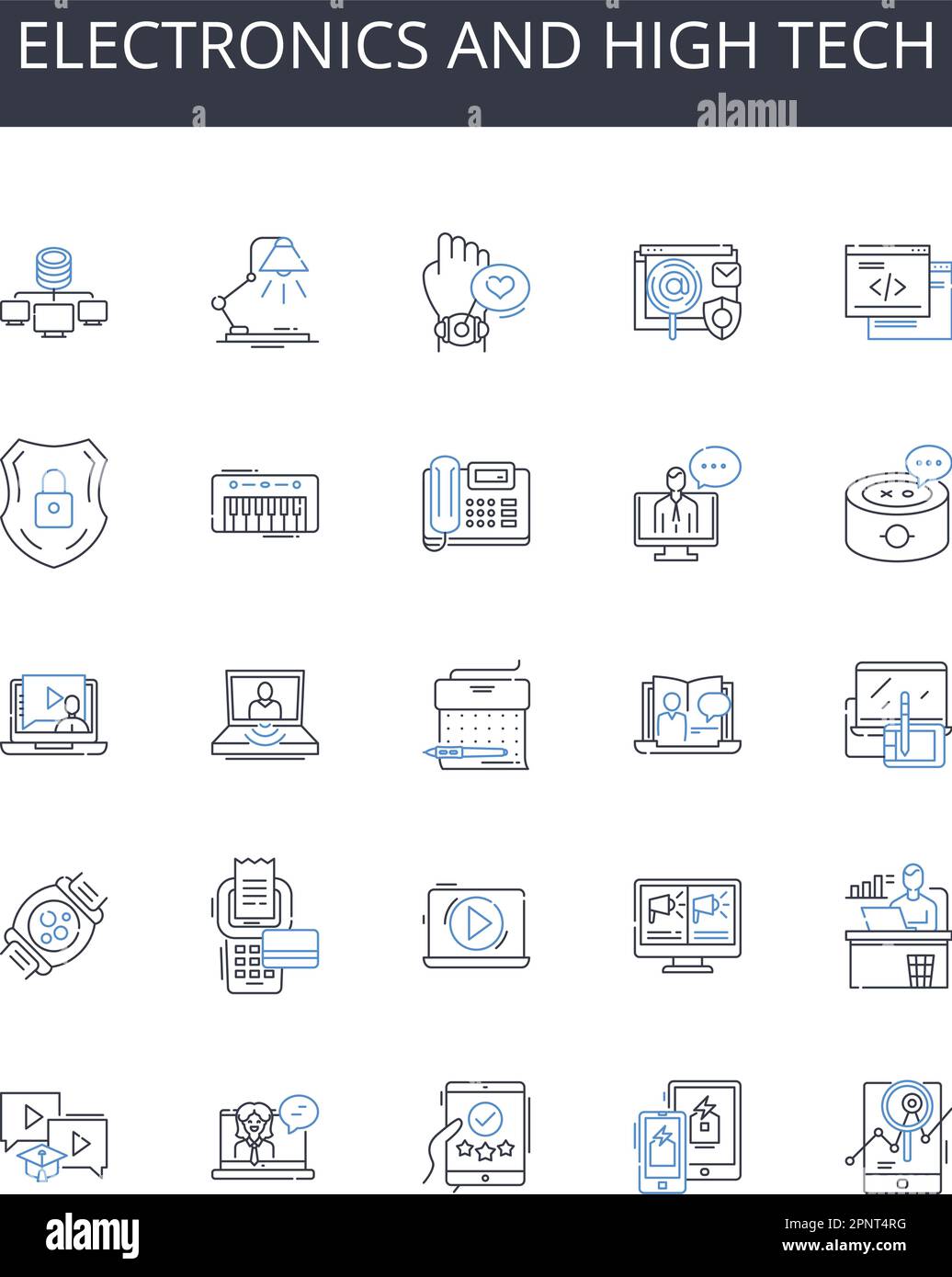 Electronics and high tech line icons collection. Gadgets, Devices ...