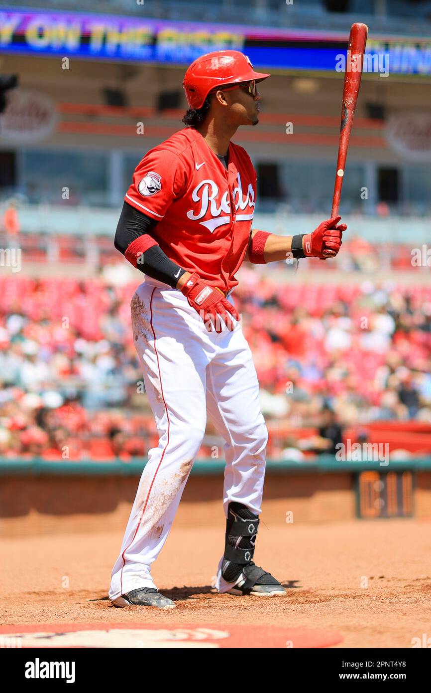 Cincinnati Reds' Jose Barrero waits on deck to bat during a baseball ...