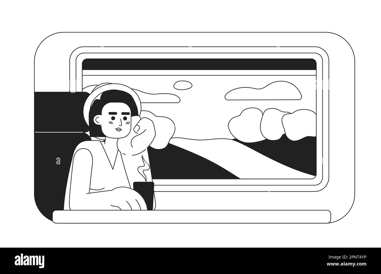 Train travel 2D vector monochrome isolated spot illustration Stock ...