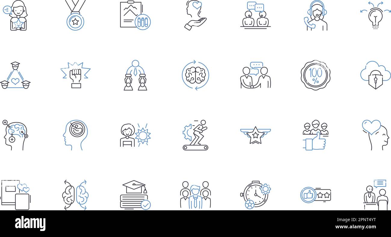Mutual Exploring Line Icons Collection Adventure Discovery Collaboration Pathfinding