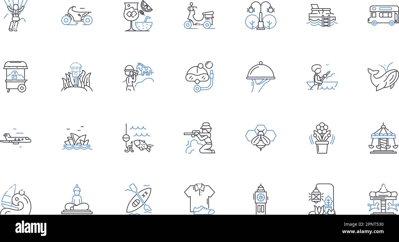 Ocean adventure line icons collection. Aquatic, Sail, Surf, Snorkel ...